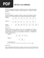 Exercices Corrigés sur les Tableaux | PDF | Programmation informatique | Algorithmes