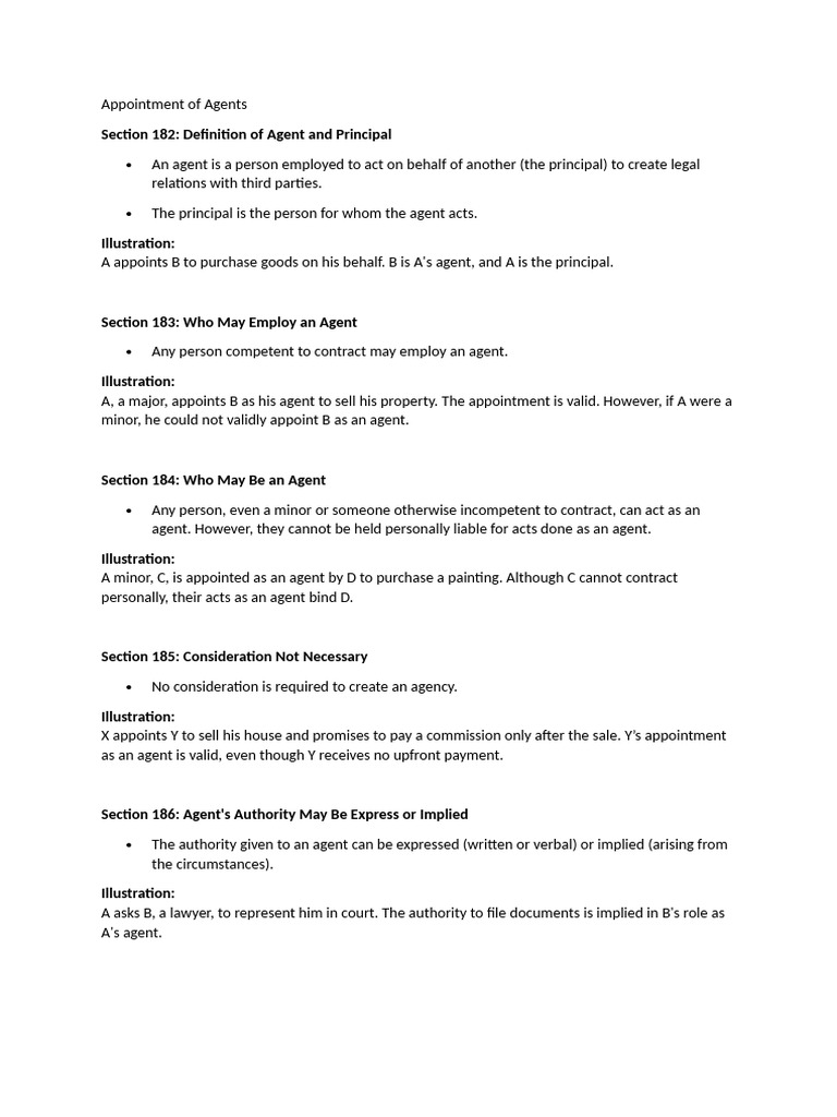 Agency Notes Contract 2 Pdf Law Of Agency Legal Liability