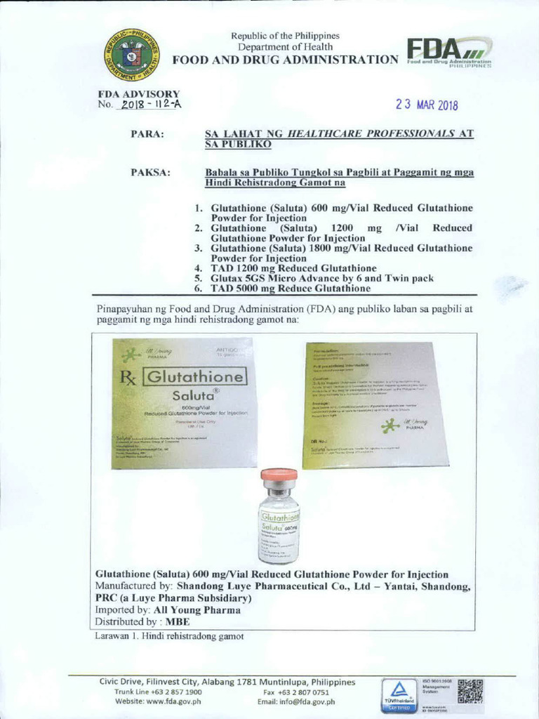 FDA Advisory No. 2018 112 A | PDF