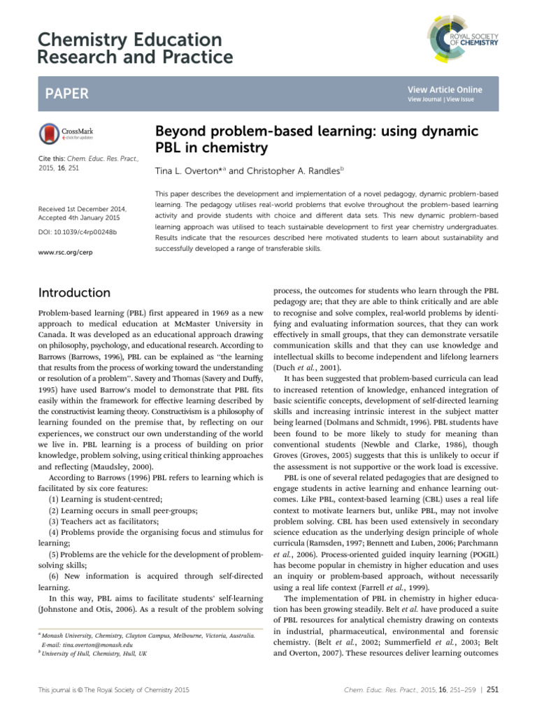 Beyond Problem Based Learning | PDF | Constructivism (Philosophy Of Education) | Learning
