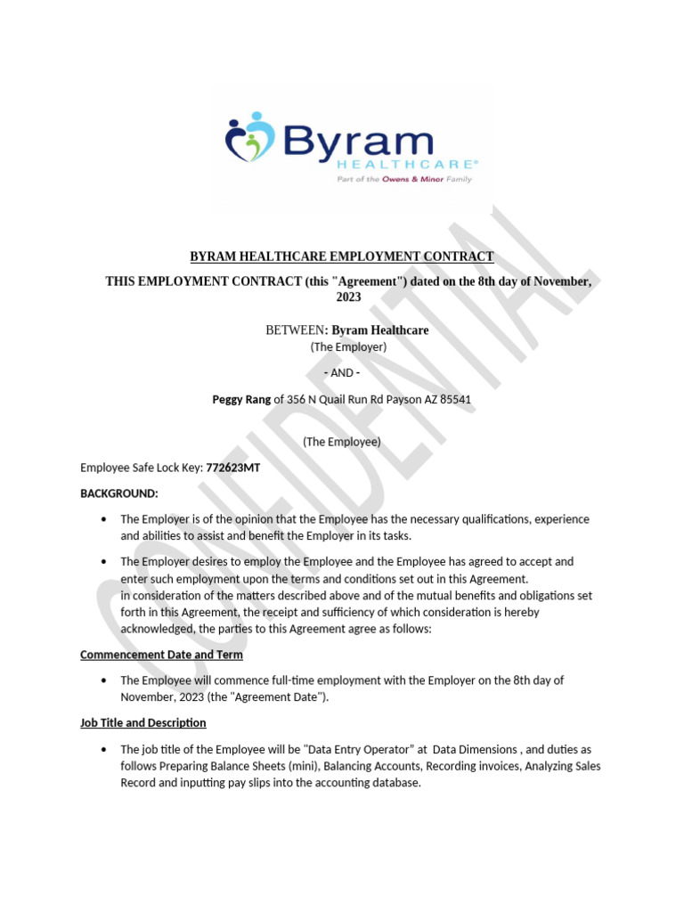 Copy-Employment Contract For Jessica Glass | PDF | Employment | Working ...