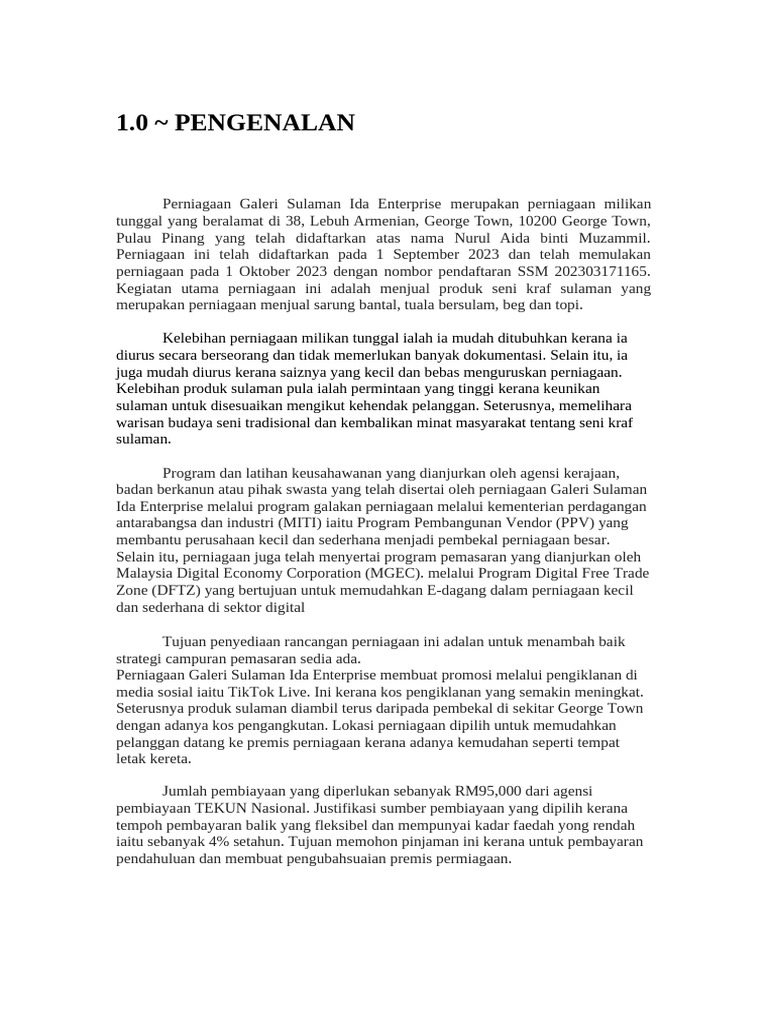 Kerja Kursus Perniagaan - 1.0, Pengenalan | PDF