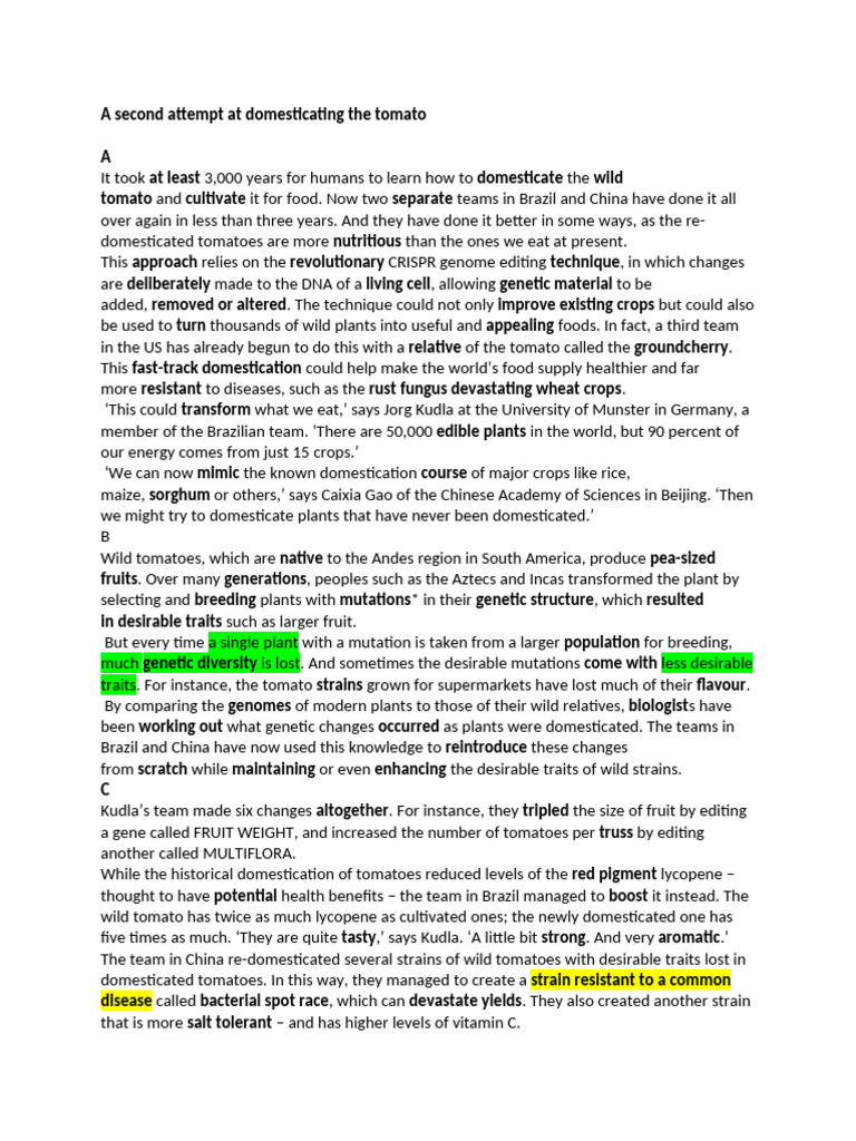 A Second Attempt at Domesticating The Tomato | PDF | Tomato | Domestication