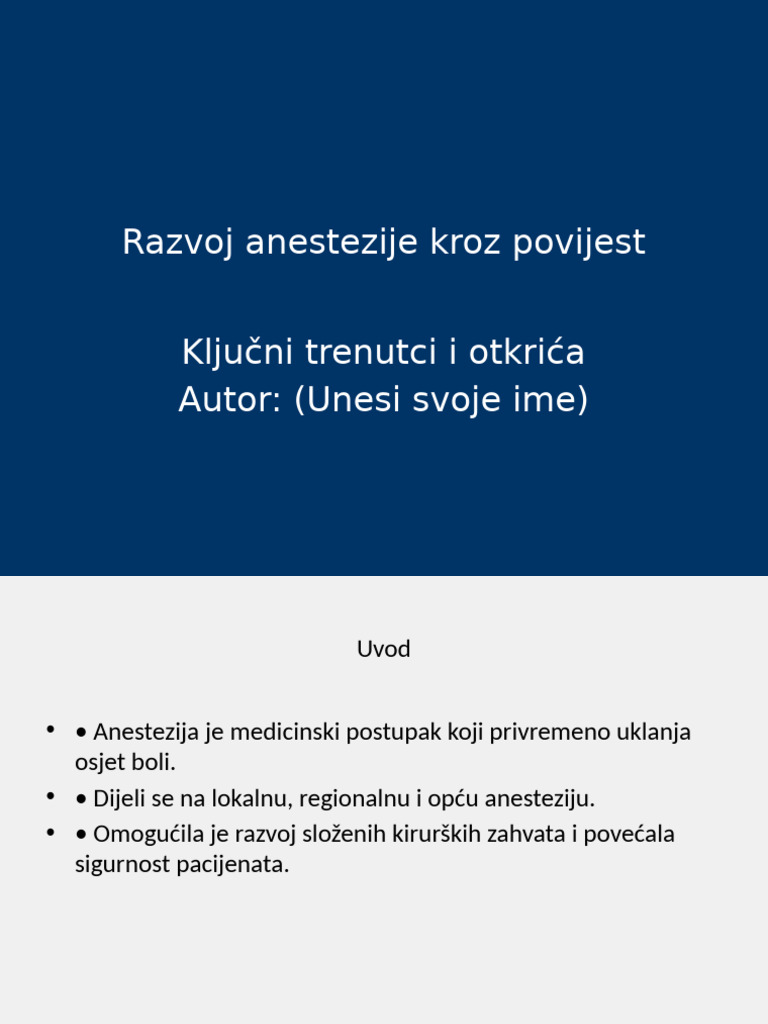 Razvoj Anestezije Prezentacija Stilizirana | PDF