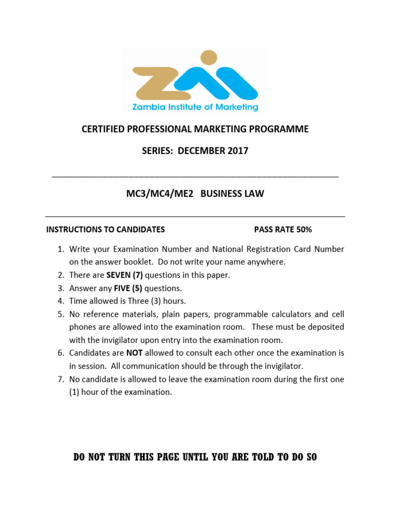 MC3 MC4 Business Law DEC2017 | PDF | Legal Liability | Law Of Agency