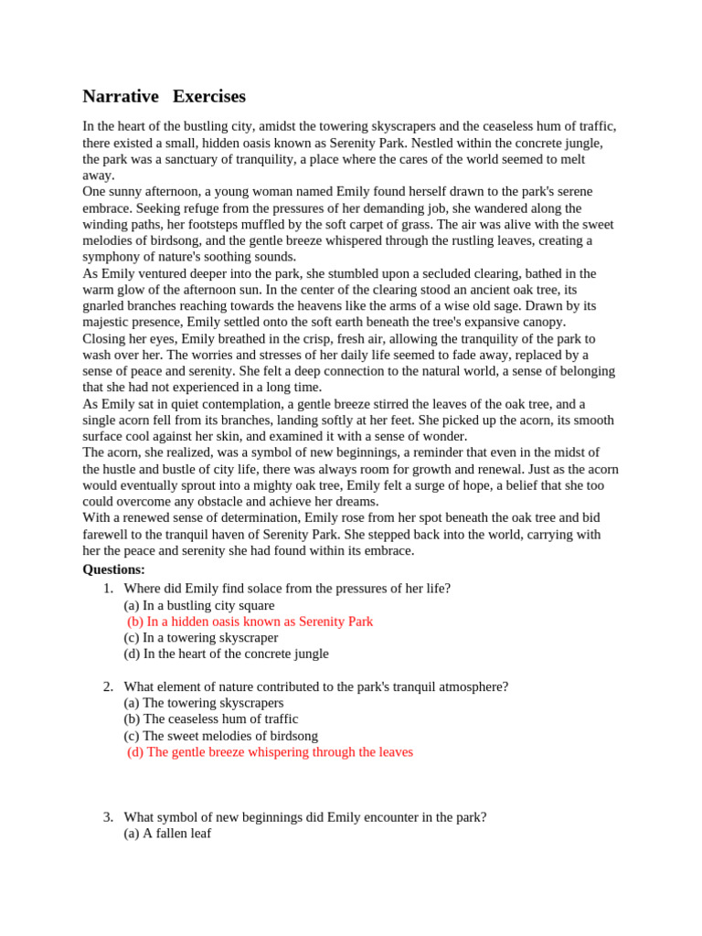 Narrative Exercises Kunci | PDF