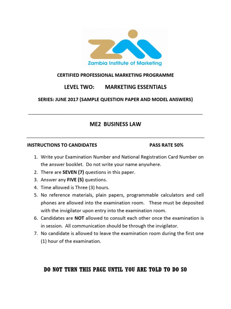 Business Law Exam Sample Questions | PDF | Tort | Trespass