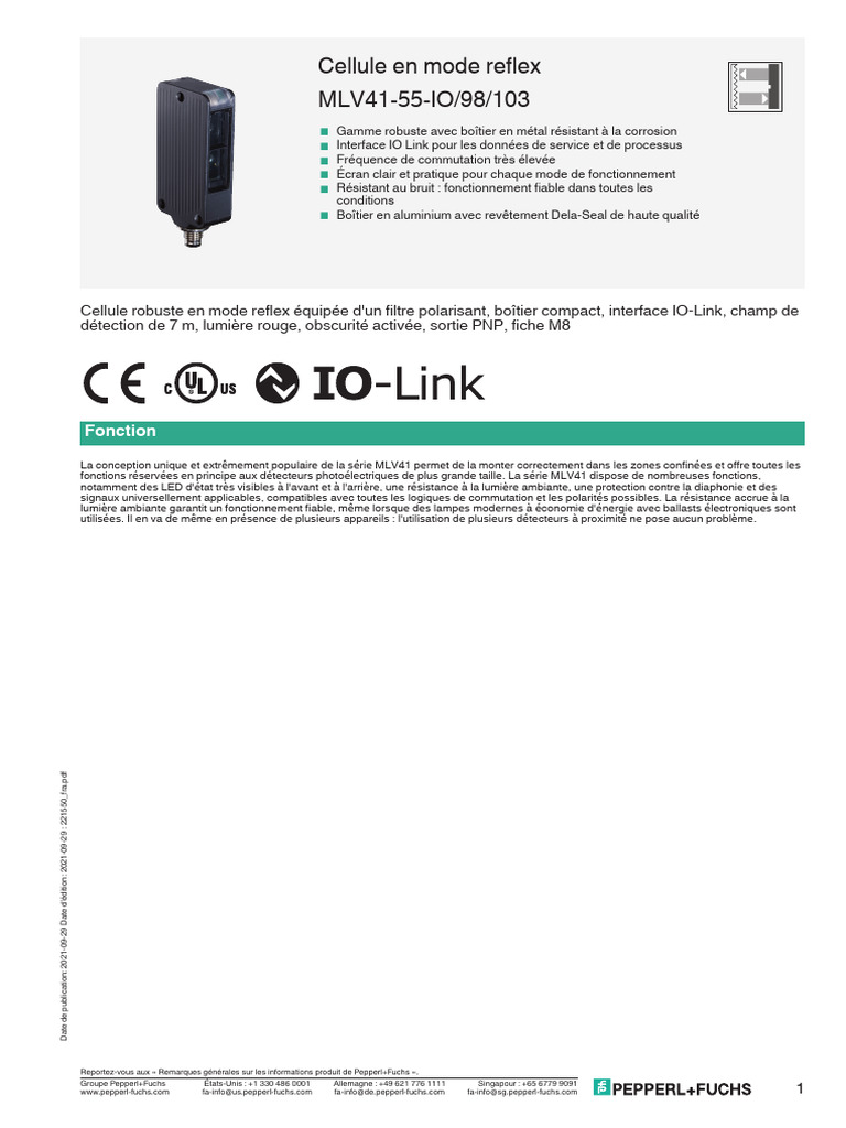 Cellule photoélectrique MLV41-55-IO | PDF