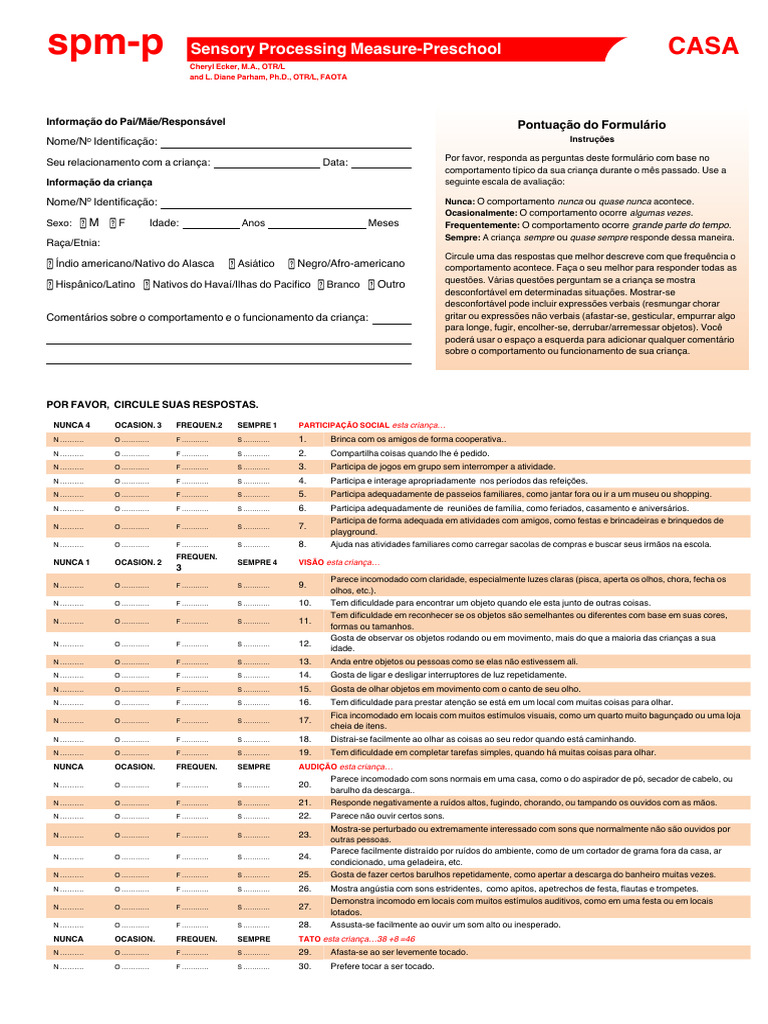 SPM P 2-5 Anos Casa | PDF