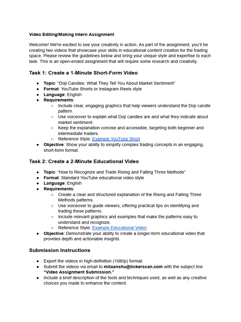 Video Editing - Making Intern Assignment | PDF | Graphics | Adobe Photoshop
