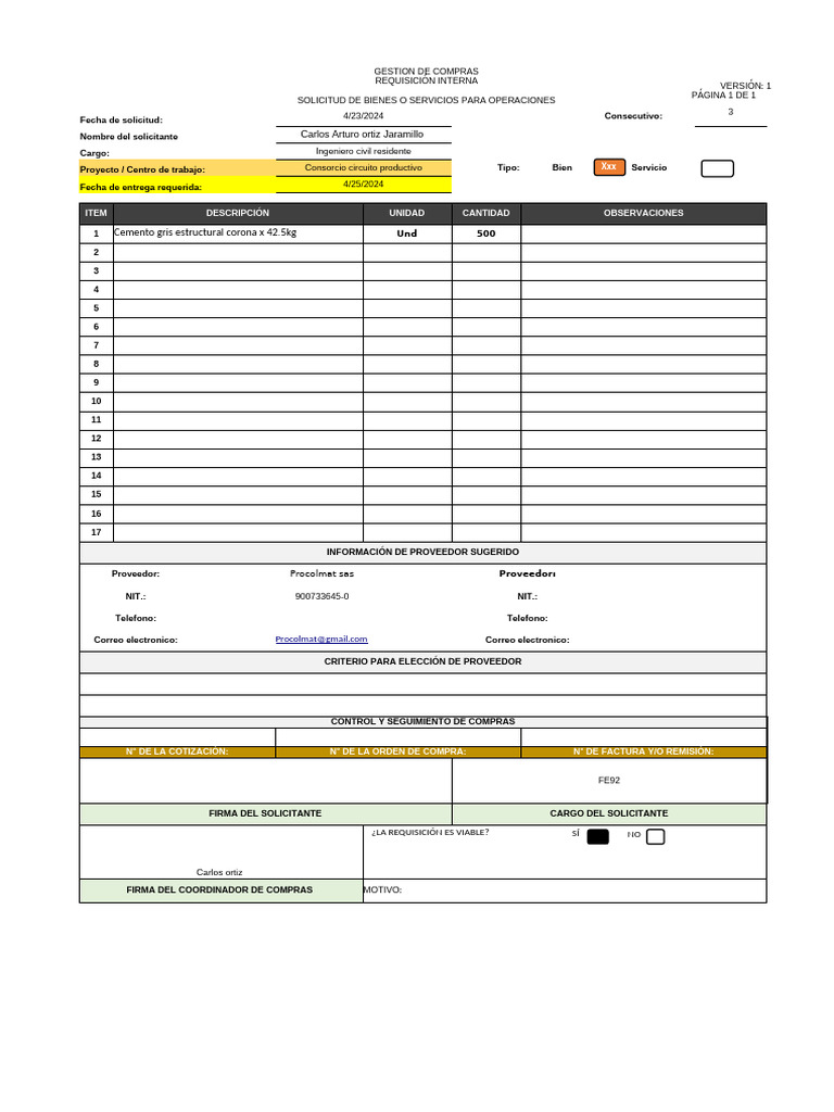 Formato Requisicion | PDF