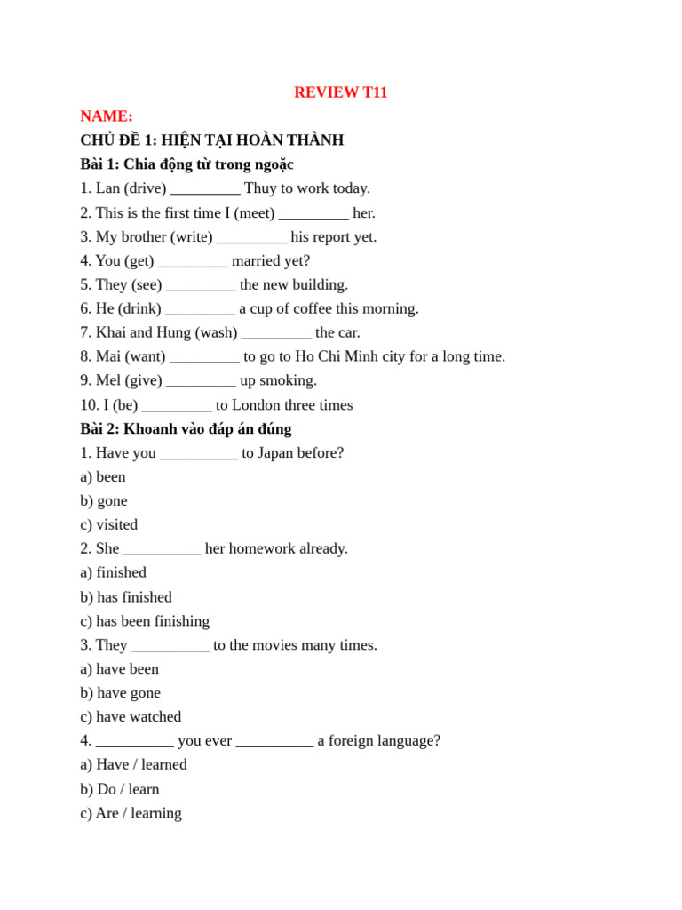 Review T11 | PDF | Vietnam