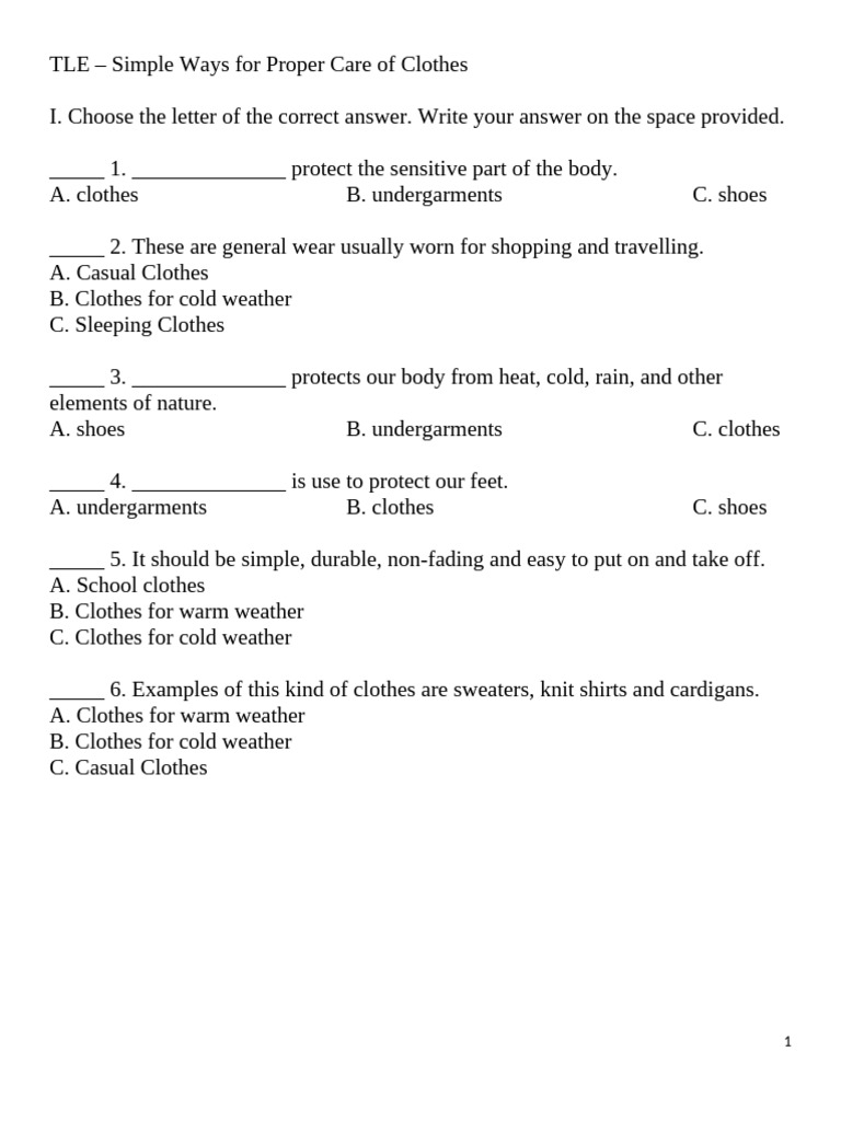TLE - Simple Ways For Proper Care of Clothes | PDF