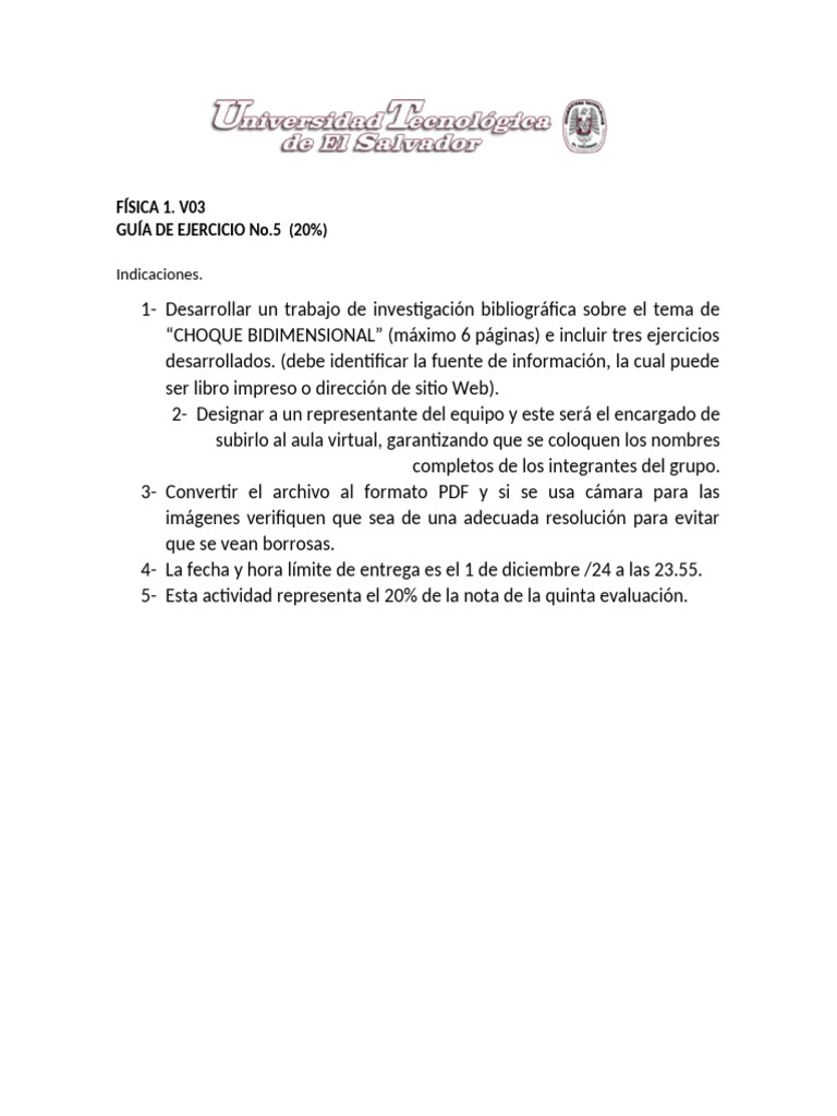 Guía de Ejercicio Física: Choque Bidimensional | PDF