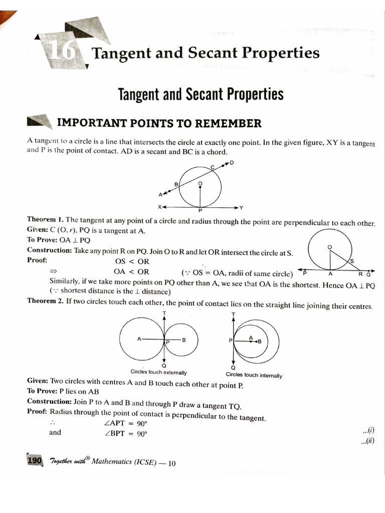 16 Tangent and Secant Properties | PDF