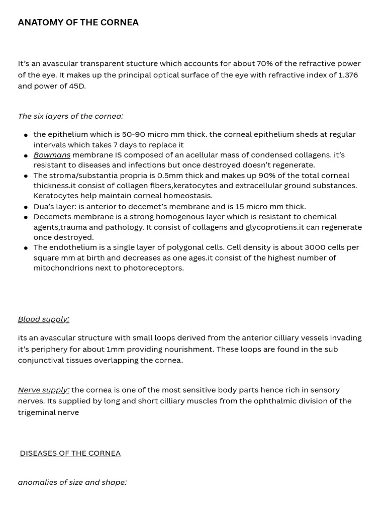 Anatomy of The Cornea | PDF | Cornea | Ophthalmology