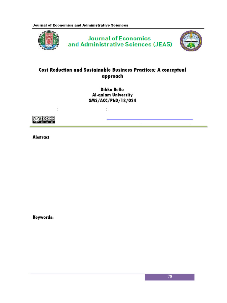 Cost Reduction in Sustainable Business Practices | PDF | Sustainability ...