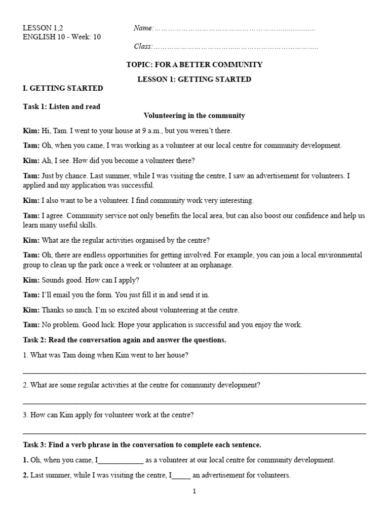 G10 - Moet U4 - Reading | PDF | Volunteering