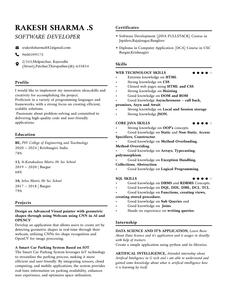 RAKESH SHARMA .S FlowCV Resume 20241020 | PDF | Artificial Intelligence | Intelligence (AI ...
