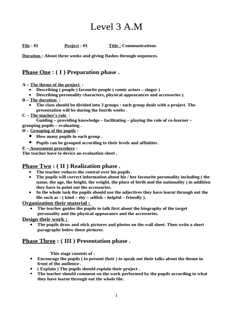 Level 3 A.M: Phase One: (I) Preparation Phase | PDF | Linguistics