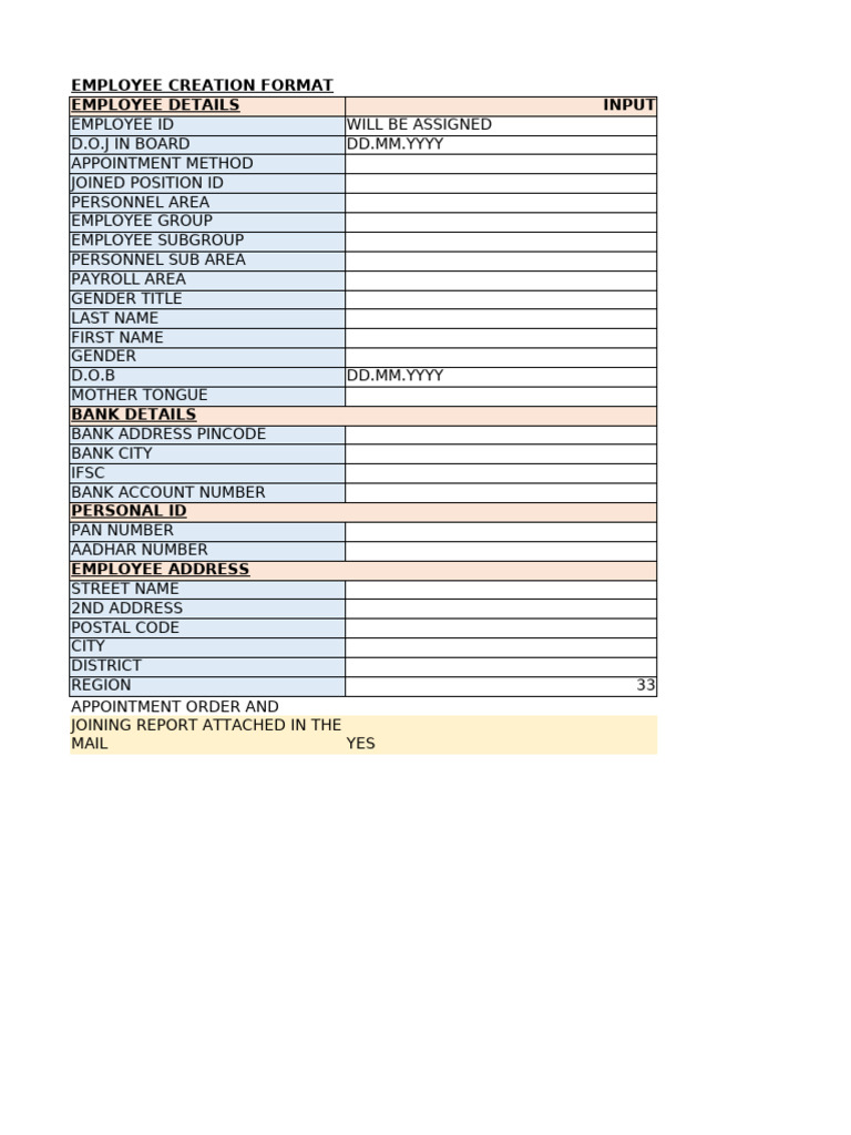 Employee ID Format and Details | PDF