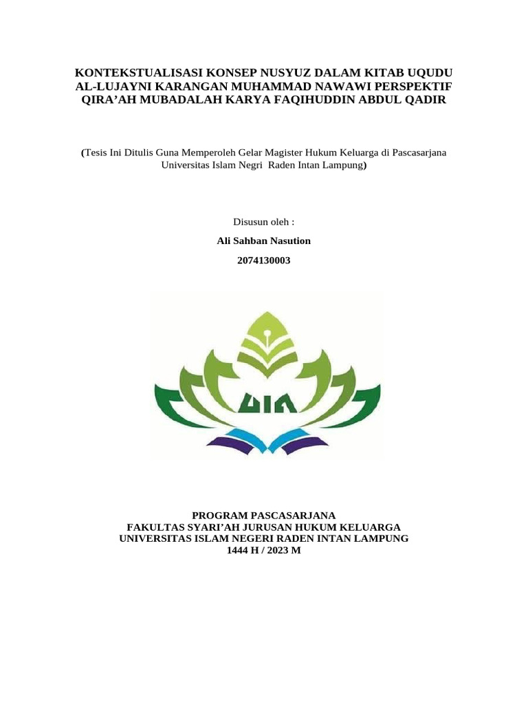 Tesis Lengkap (Ali Sahban Nasution) | PDF