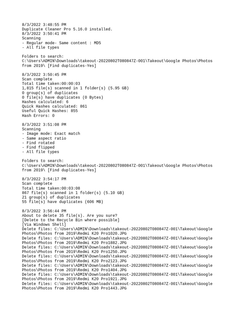 Duplicate Cleaner Log File | PDF | Computer File | Computing