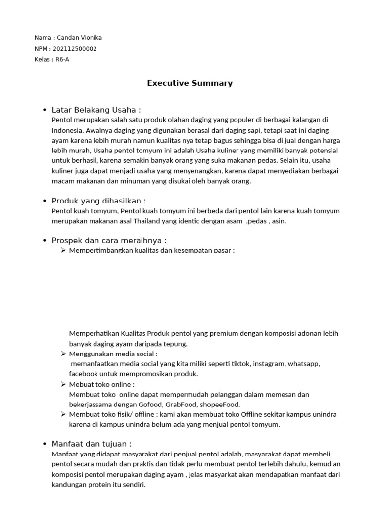 Contoh Summery Kewirausahaan | PDF