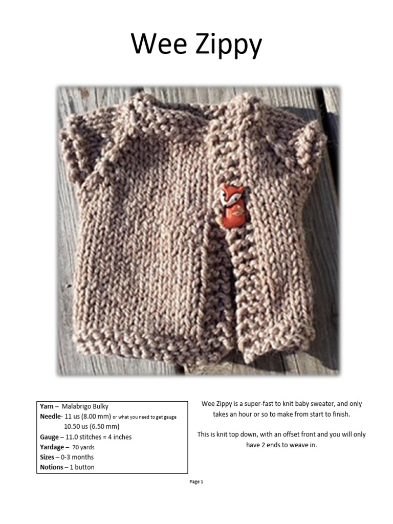 Wee Zippy | PDF | Knitting | Gauge (Knitting)