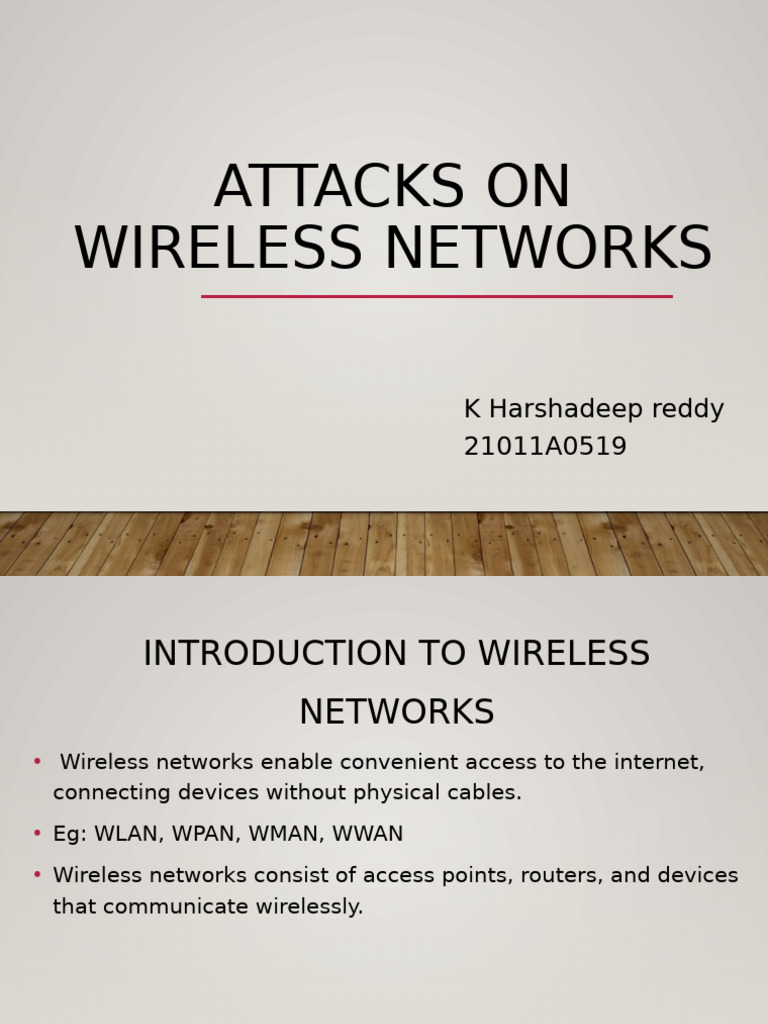 Attacks On Wireless Networks | PDF | Computer Network | Computer Science