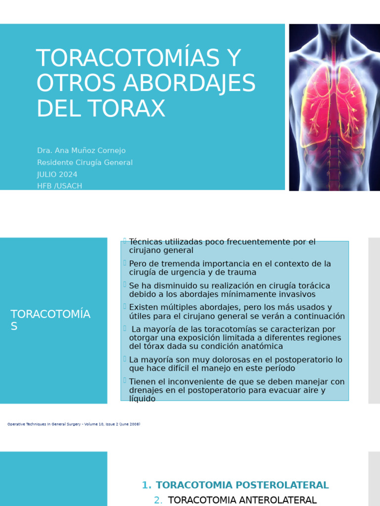 Técnicas de Toracotomía y Abordajes Torácicos | PDF | Abdomen | Pulmón