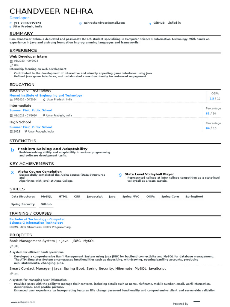 CV 2 | PDF | Databases | My Sql
