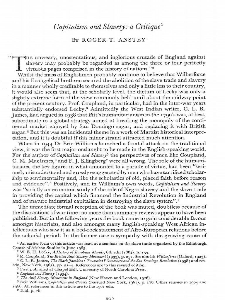 Anstey, Roger-Capitalism and Slavery-Critique | PDF | Abolitionism ...