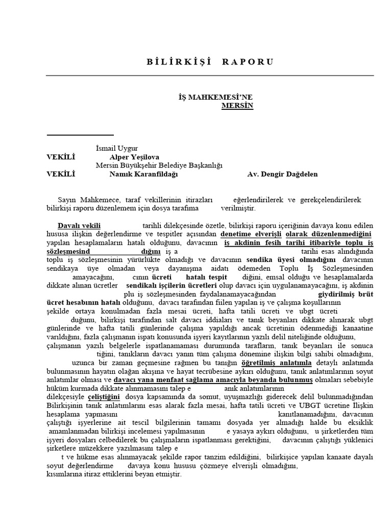 Dosya Önizleme - Bilirkişi Ek Raporu | PDF