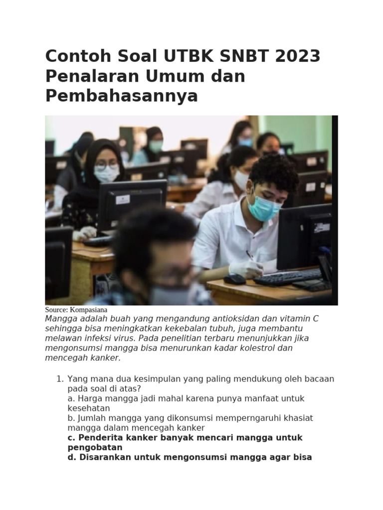 Soal dan Pembahasan UTBK SNBT 2023 | PDF