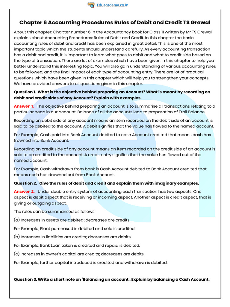 Rules of Debit and Credit Explained | PDF | Debits And Credits ...