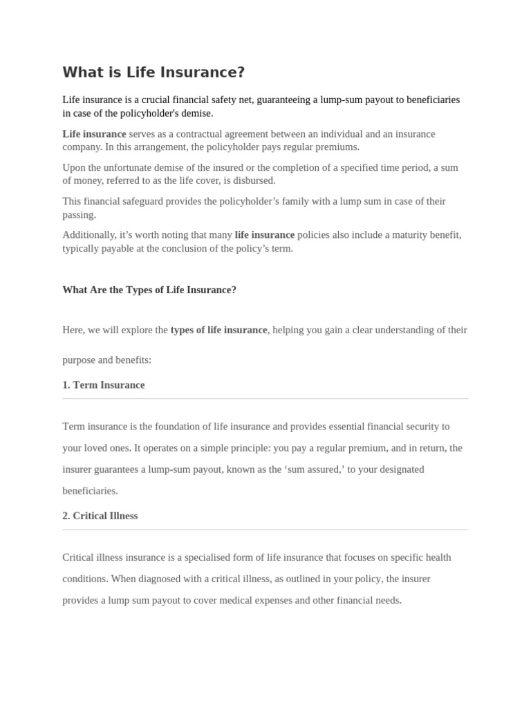 What Is Life Insurance | PDF | Home Insurance | Life Insurance