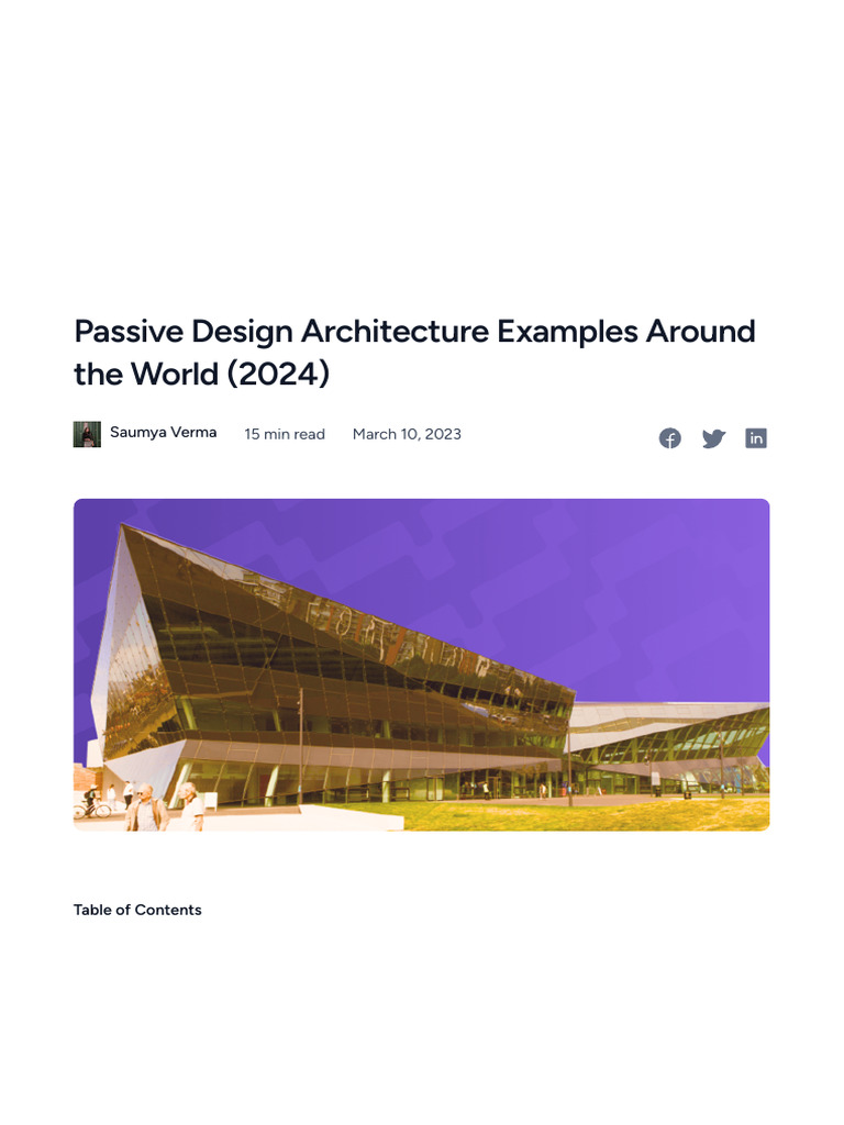 Passive Design Architecture Examples Around The World (2024) 1 | PDF ...
