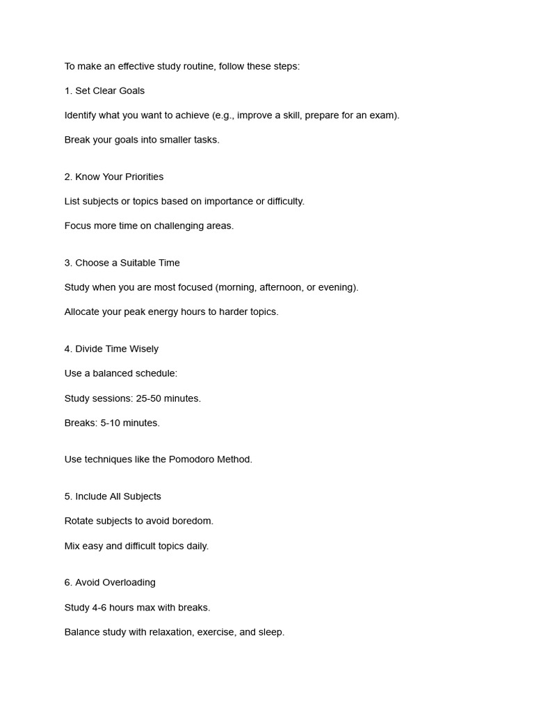 How To Make Study Routine | PDF