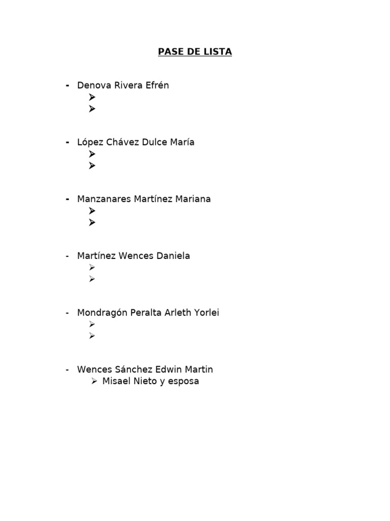 Pase de Lista | PDF