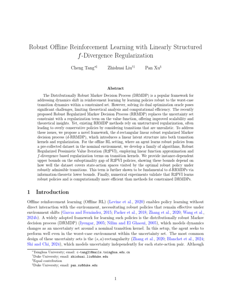 Robust Offline Reinforcement Learning With Linearly Structured F ... Robust Offline Reinforcement Learning With Linearly Structured F ...