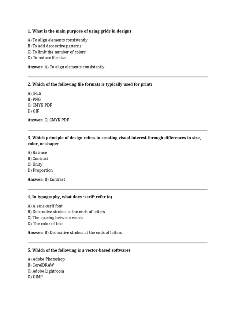 Graphic Design MCQ Study Guide | PDF | Adobe Photoshop | Image Editing