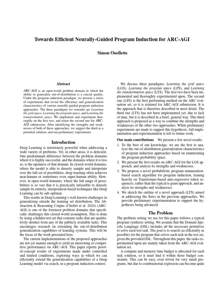 Towards Efficient Neurally-Guided Program Induction For ARC-AGI | PDF