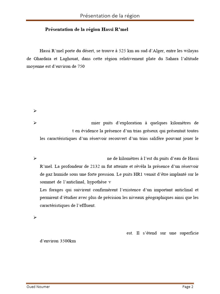 Hassi R'mel et Oued Noumer : Aperçu géologique | PDF | Grès | Pétrole
