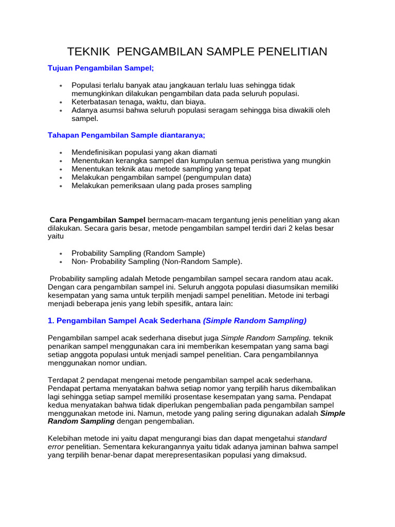 Materi MPH TTG Teknik Pengambilan Sample Penelitian | PDF