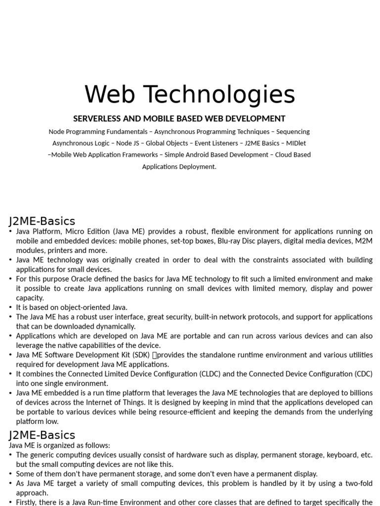 Web Technologies Unit 5 Part 2 | PDF | Mobile App | Java (Programming ...