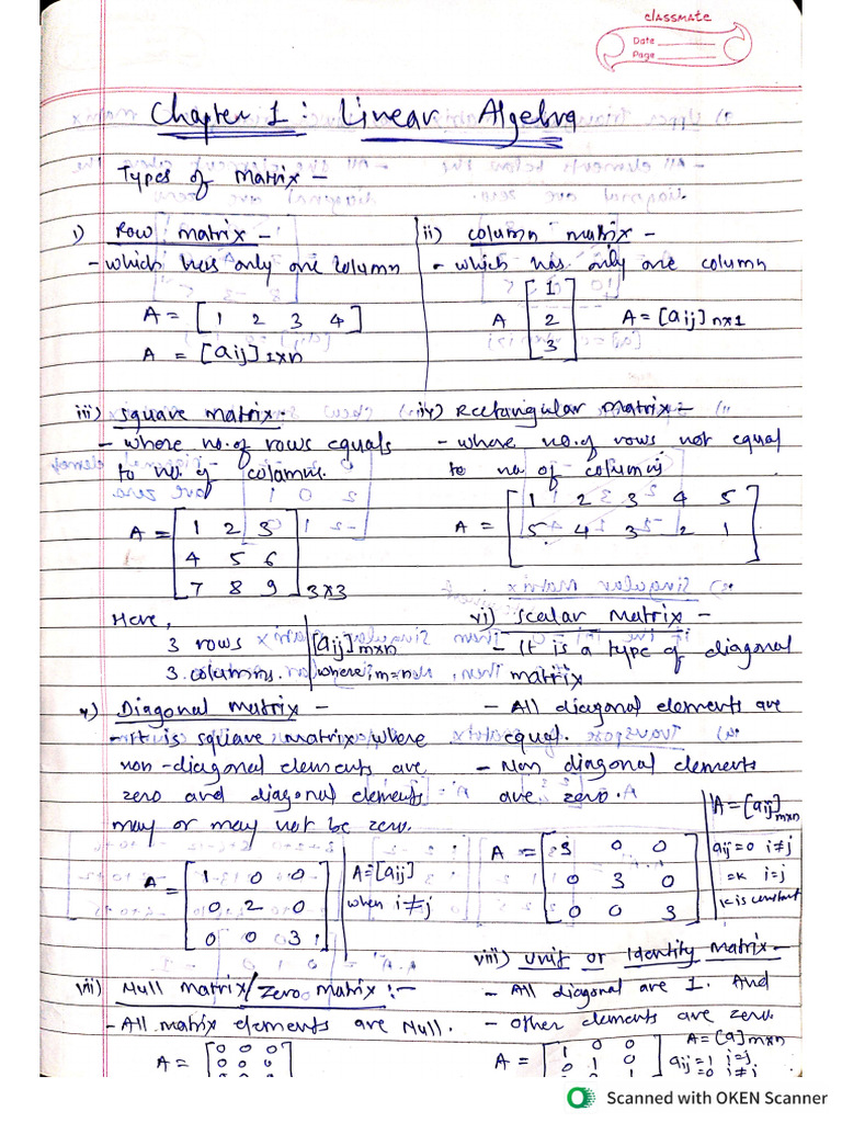 MAIML Chapter 1 Linear Algebra | PDF