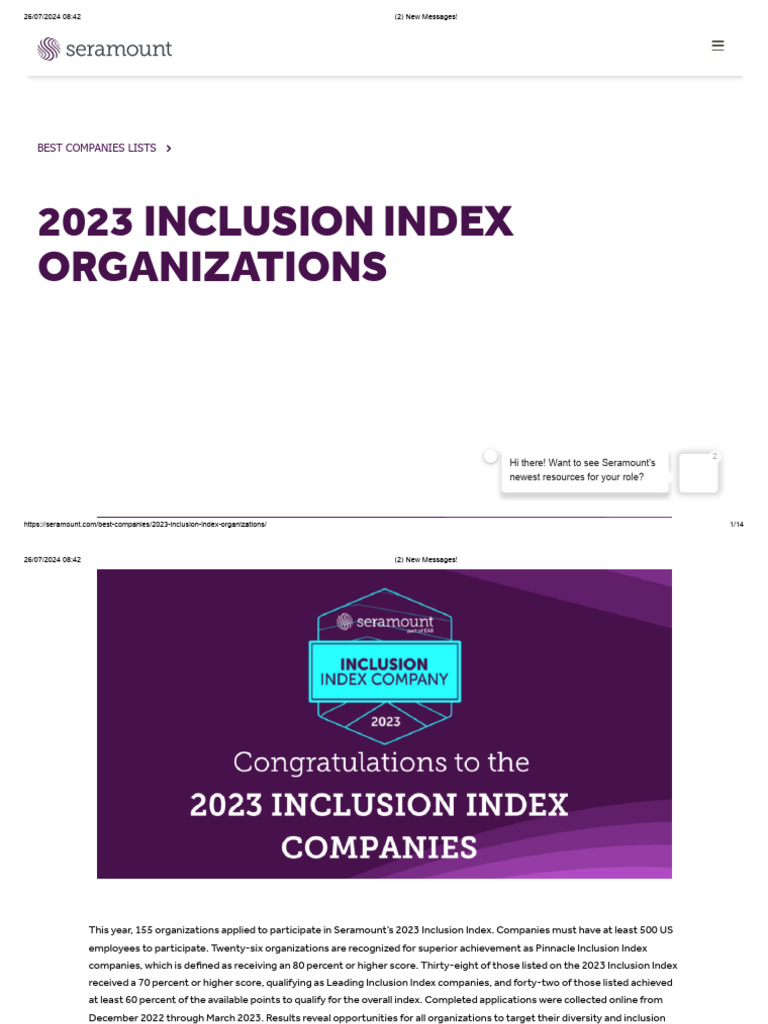 Seramount Inclusiveness Index | PDF | Recruitment | Business