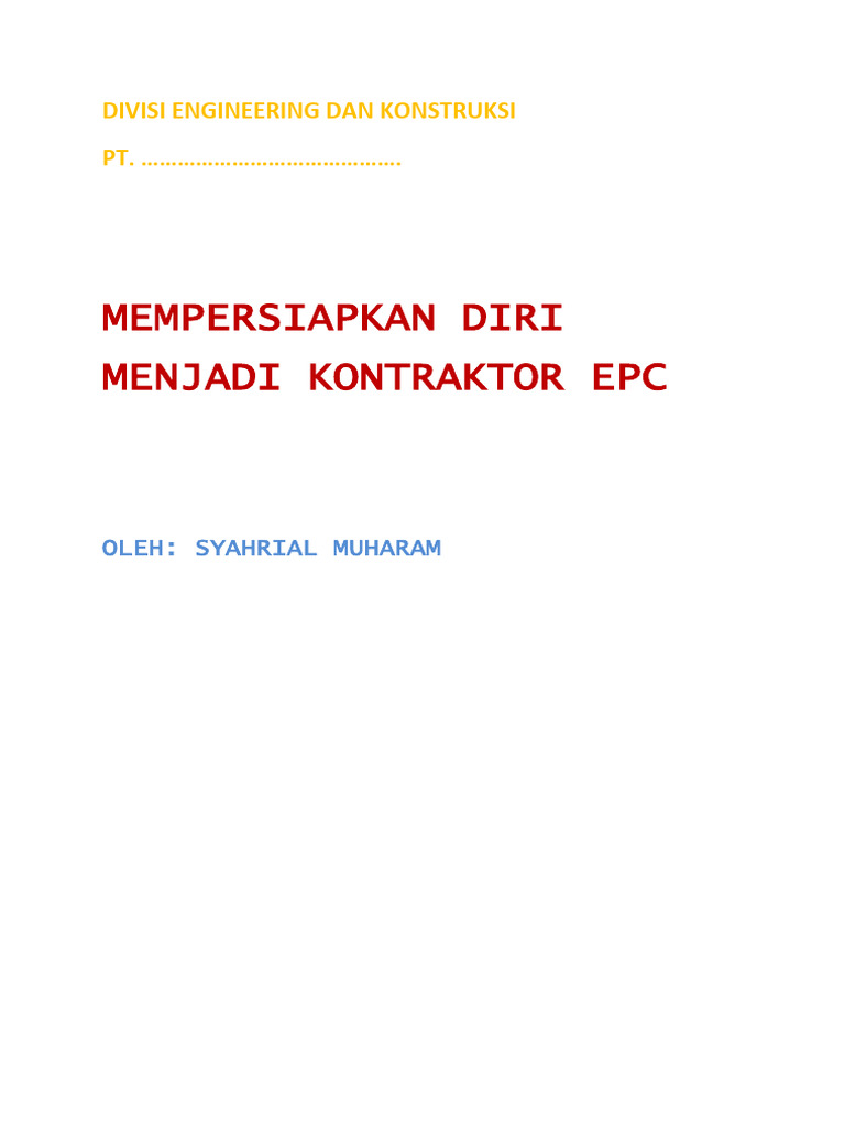 Mempersiapkan Diri Menjadi Kontraktor Epc | PDF