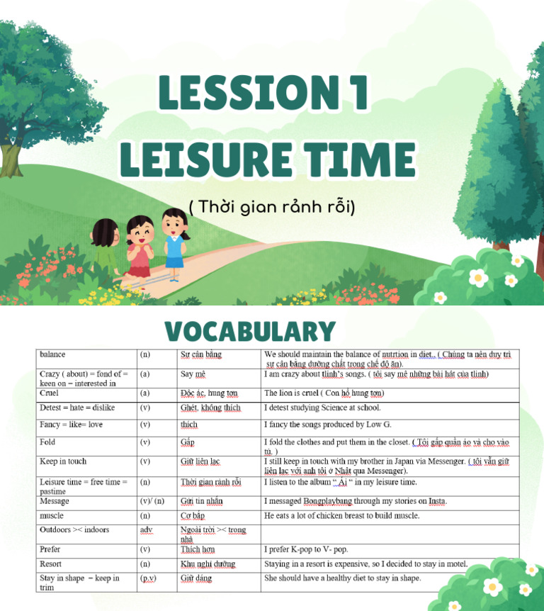 Lession 1 Leisure Time - B1 | PDF